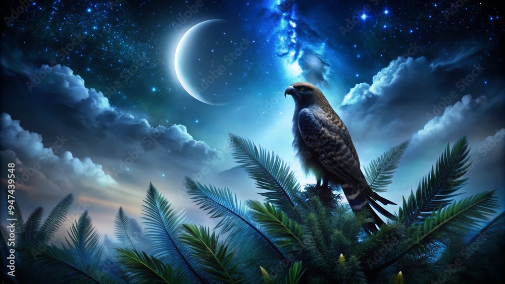 Against a deep indigo sky, a Nighthawk's sleek form becomes one with ...