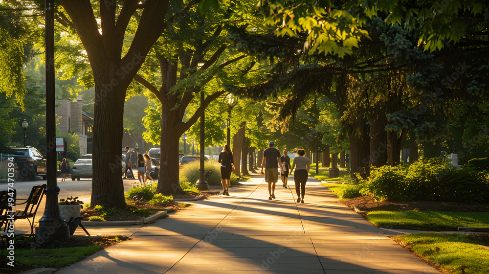 Morning Stroll on a Tranquil Urban Sidewalk: A Visual Ode to Community ...