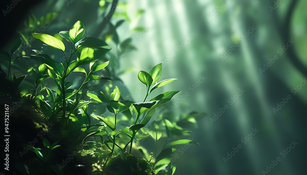 Mysterious green plants grow in the shadows, and light penetrates ...