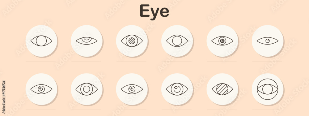 Eye icon set. Various eye symbols including open, closed, looking, and ...