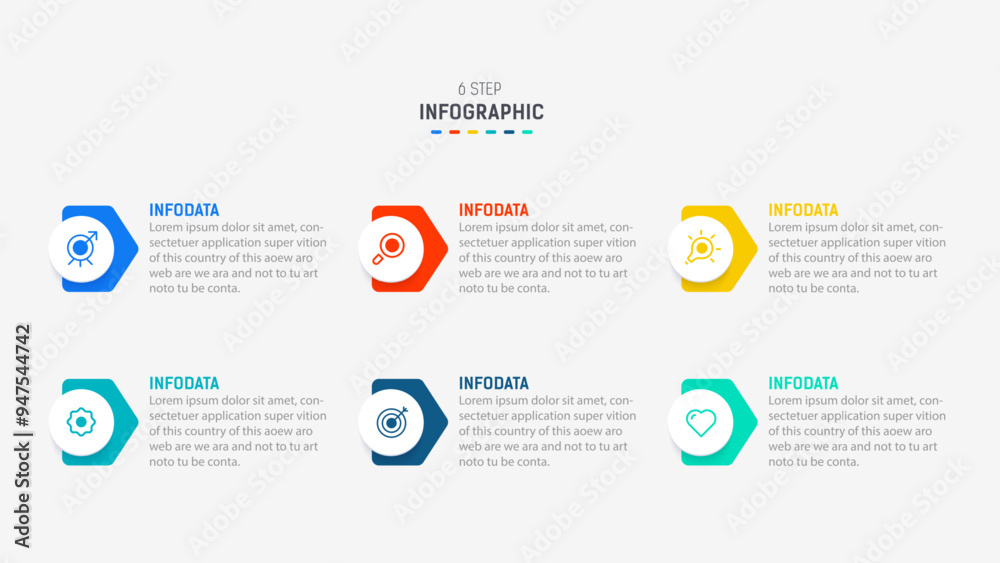 Business infographics design for Six Step, option, parts or process ...