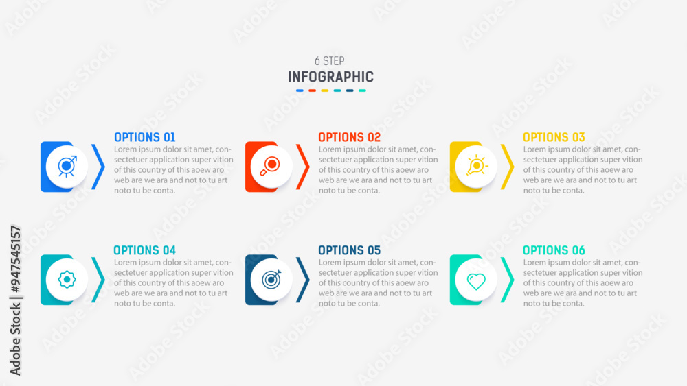 Business infographics design for Six Step, option, parts or process ...