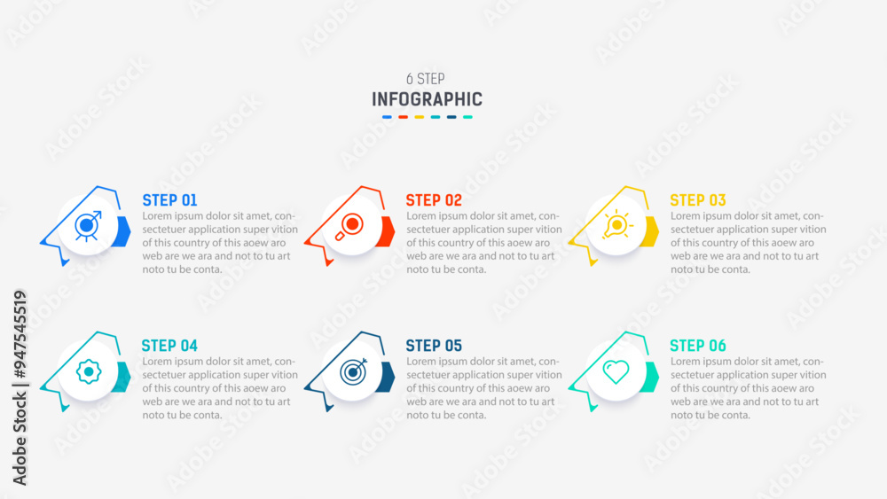 Business infographics design for Six Step, option, parts or process ...