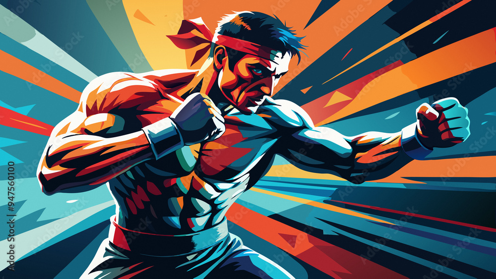 Bright illustration of a cartoon hero action films in motion, using ...