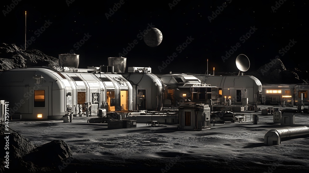 Vision of the Future: Human Settlement on the Moon Under a Starry Sky ...