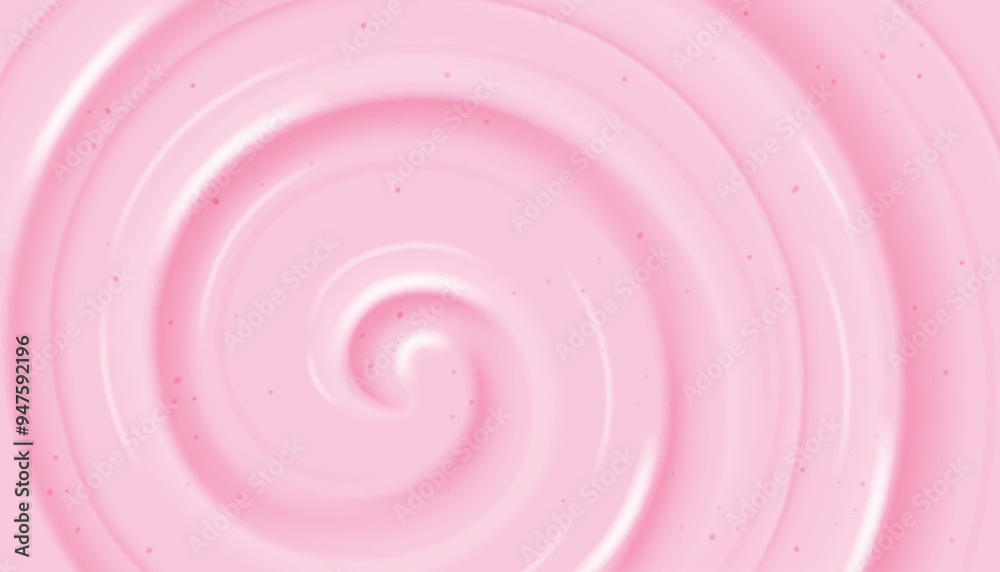 Strawberry yogurt top view. Pink milk ripple wave. 3d liquid creamy ...