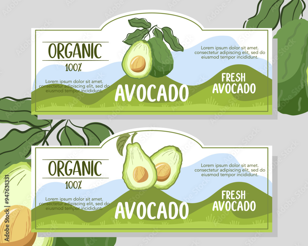 Avocado product label vector design template or avocado logo vintage ...