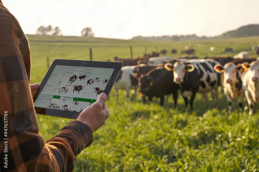 Livestock farm with a digital monitoring system for tracking animal ...