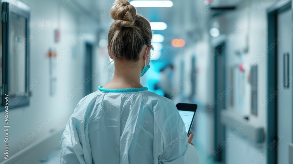 A medical patient using a symptom tracking app on their smartphone in a ...