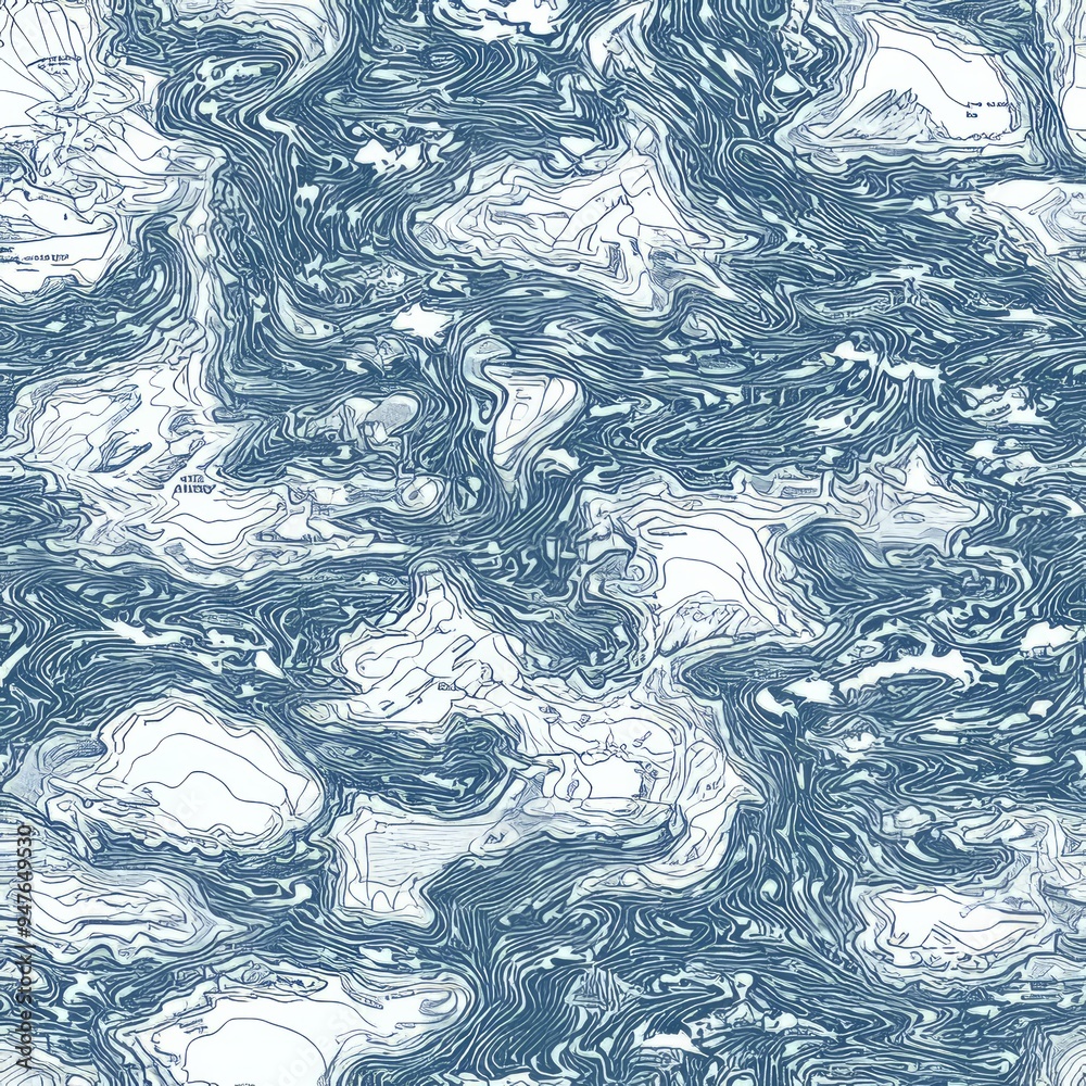 Seamless pattern of classic cartography with detailed ocean currents ...
