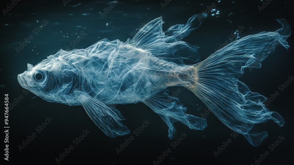 Ghostly Fish A plastic bag sculpted into the shape of a fish floating ...