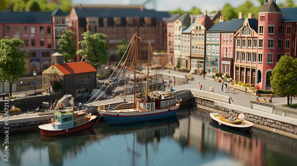 186. "A picturesque 3D model of a historic port town with charming ...