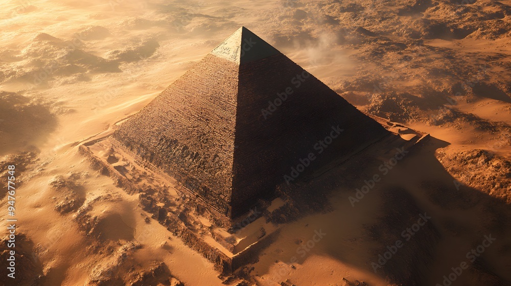 17. "A stunning 3D model of an ancient pyramid surrounded by arid ...