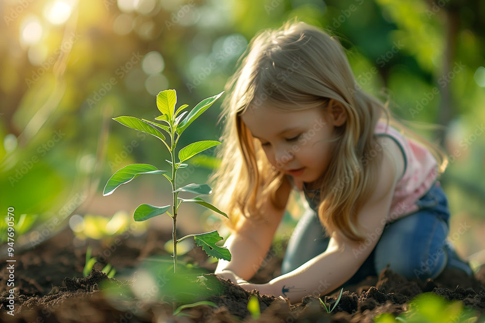 happy kids playing in the lawn, digging a hole, children happily ...