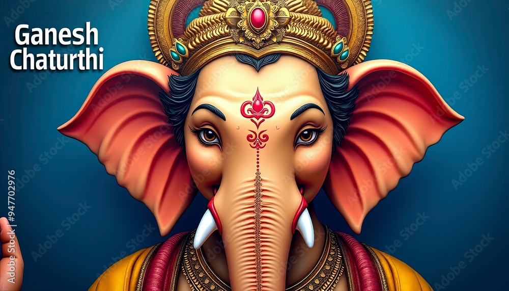 Artistic oil painting of Lord Ganesha's face with intricate detailing ...