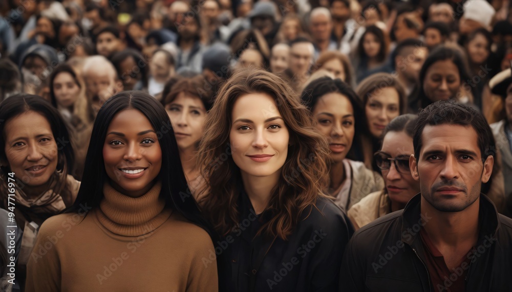 Diversity, crowd, multicultural, smiling, community, urban, young ...