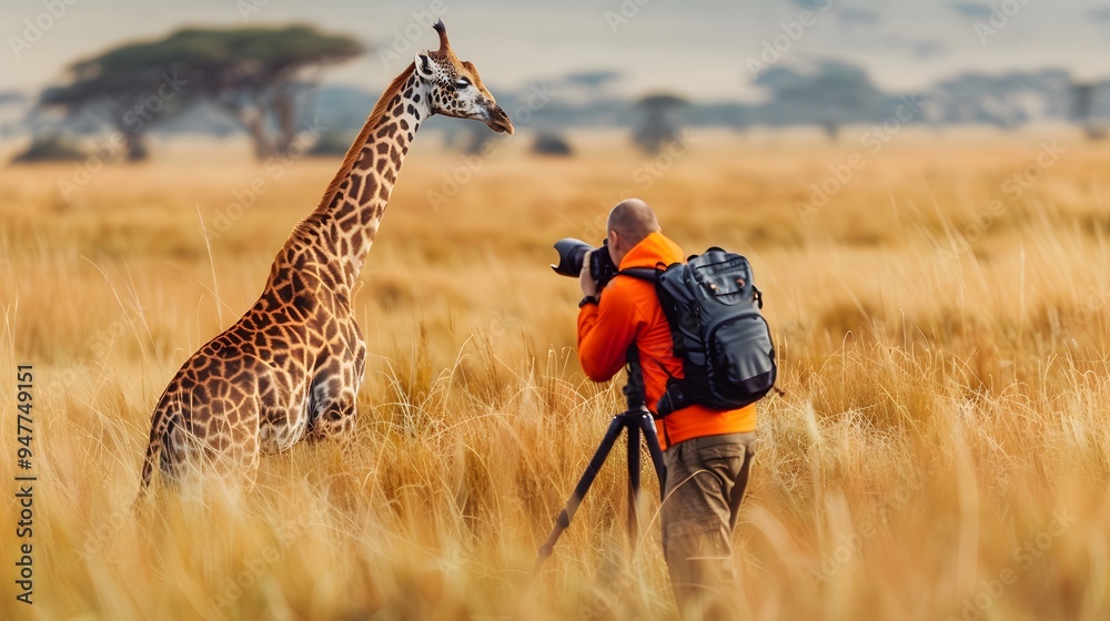 Photo & Art Print A photographer on a safari capturing images of wild ...