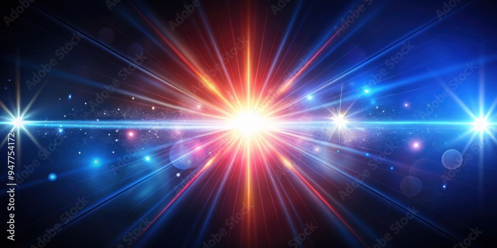Beautiful light flares. Glowing streaks on dark background. Police ...