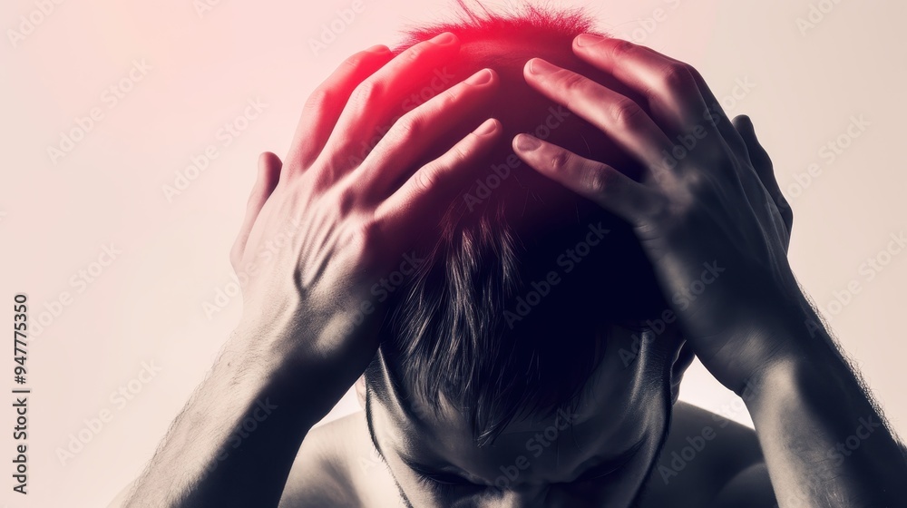 The Agony Within: A haunting image of a young man grappling with ...