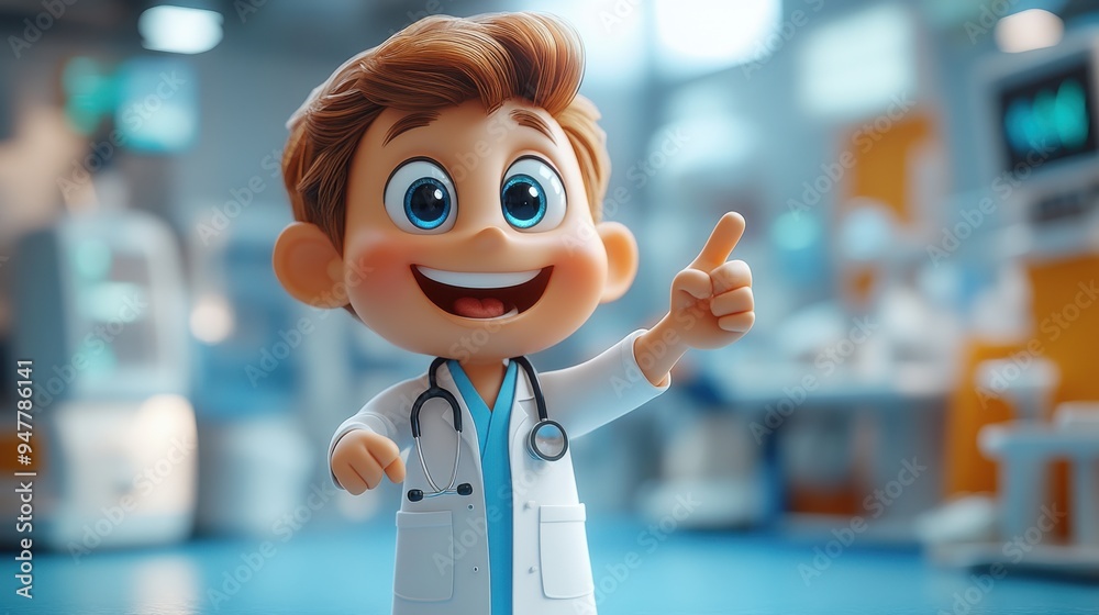 3d animation doctor cartoon character wearing stethoscope an3d pointing ...