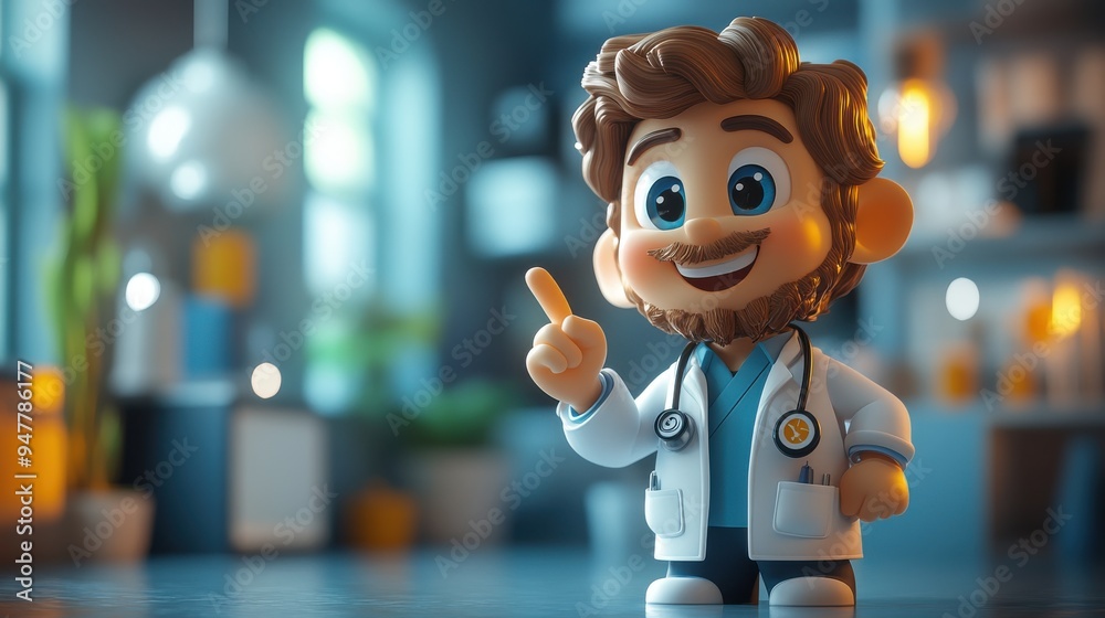 3d animation doctor cartoon character wearing stethoscope an3d pointing ...