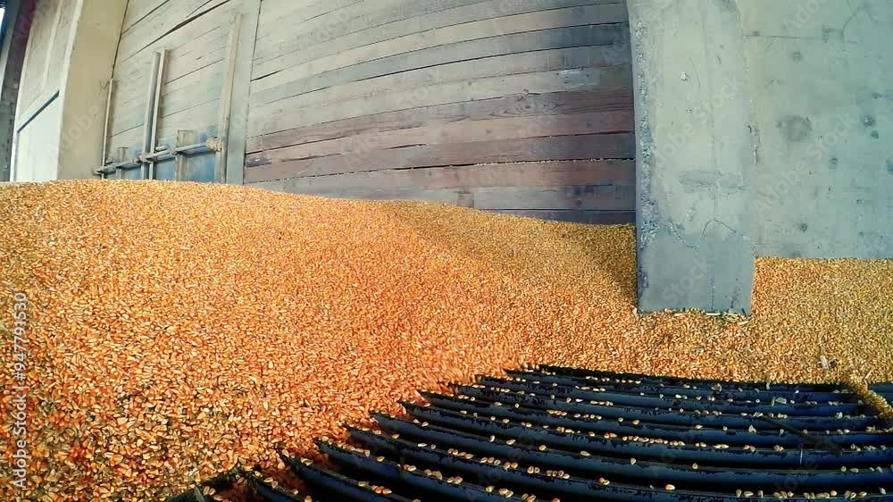 Unloading Corn at Grain Elevator - Slow Motion. Ethanol Production ...