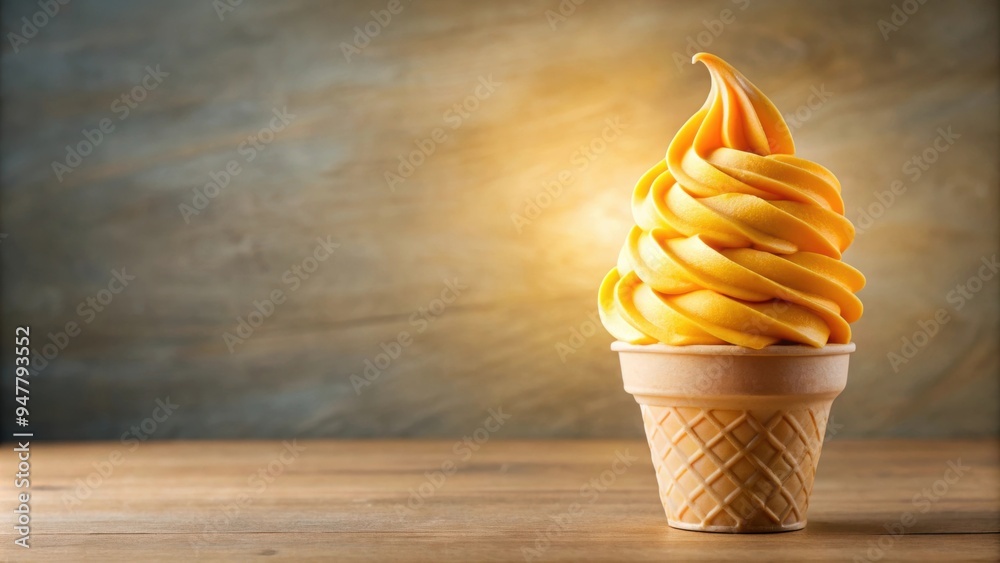 Creamy mango soft serve swirl in a cone, mango, soft serve, ice cream ...