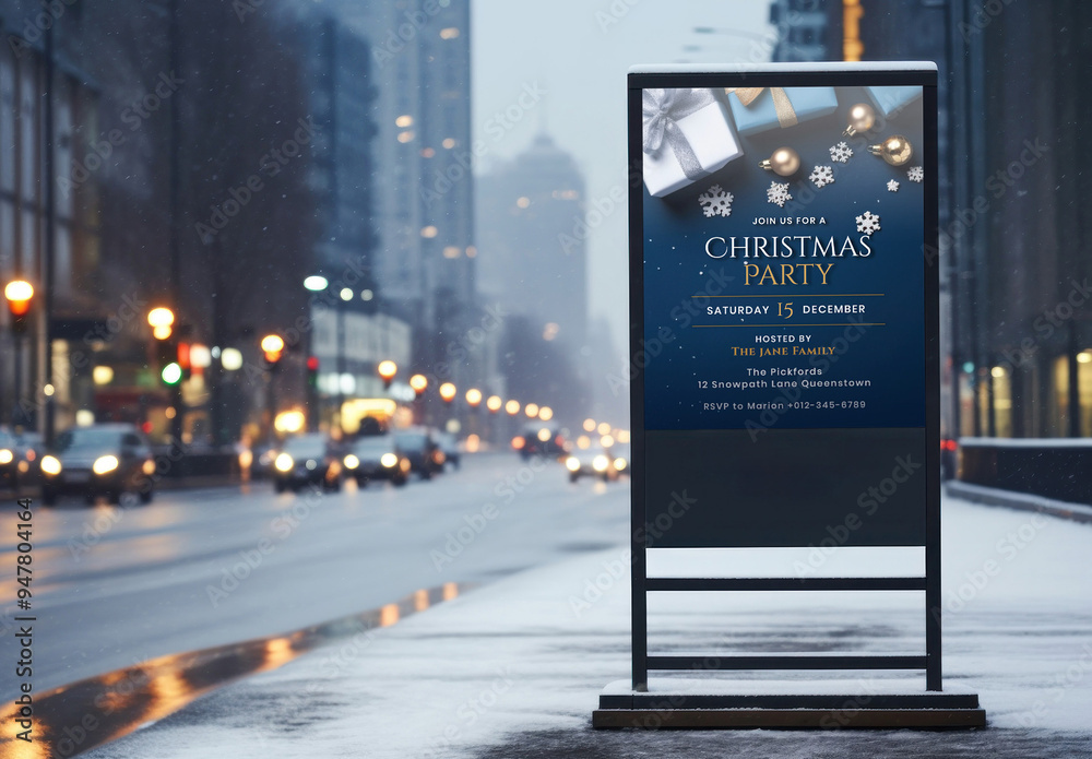 Urban Night Billboard Ad Sign Mockup With Generative AI Stock Template ...