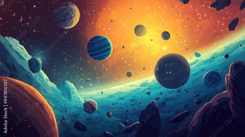 2D illustration in a cartoon drawing style featuring a 3D rendering of ...