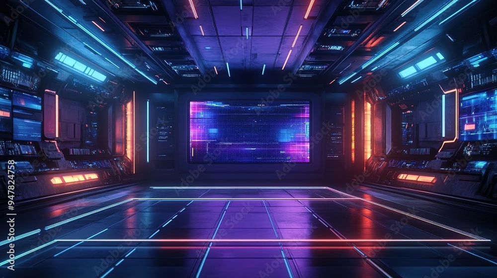 Modern News Program Television Station Background Featuring a Large ...