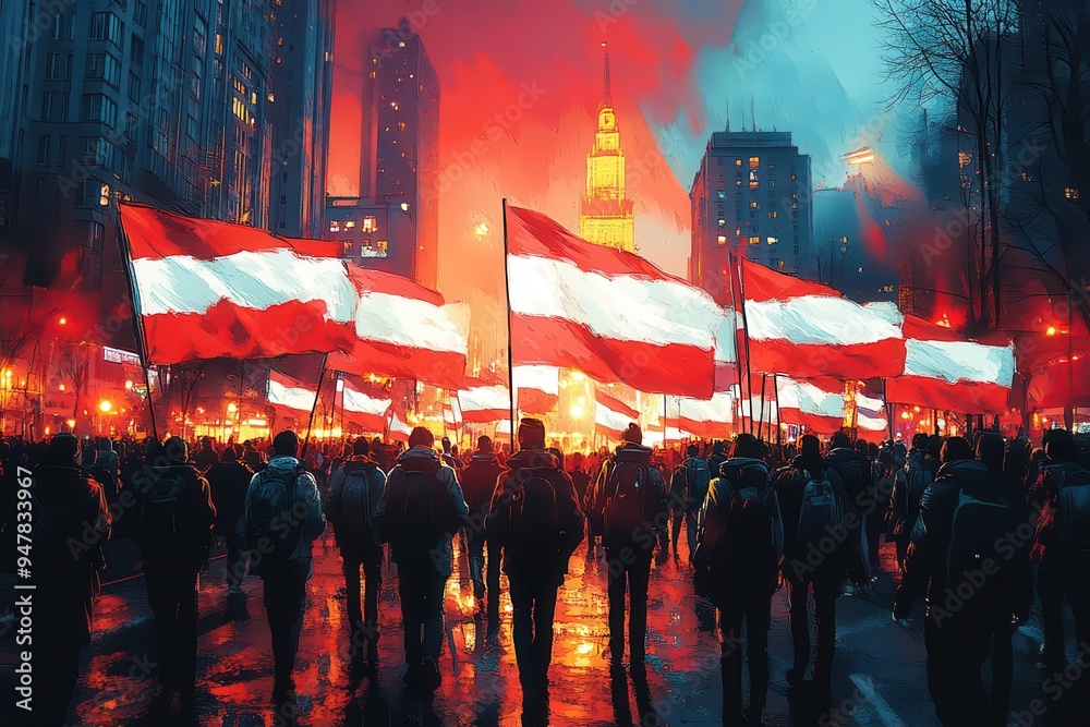 powerful protest image crowd wielding whiteredwhite flags of belarus ...
