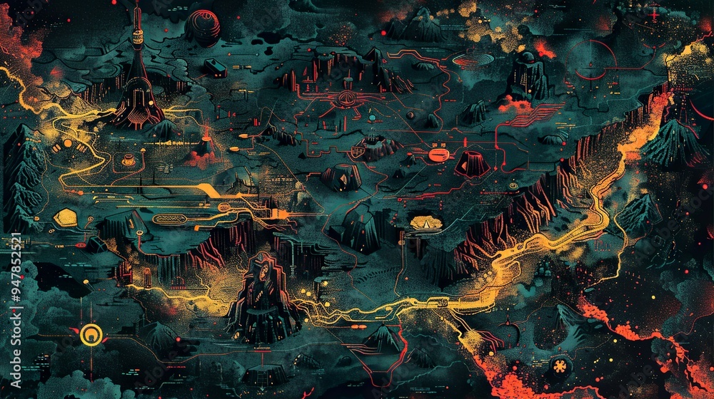 Old pirate map with treasure location and oceans and seas nautical ...