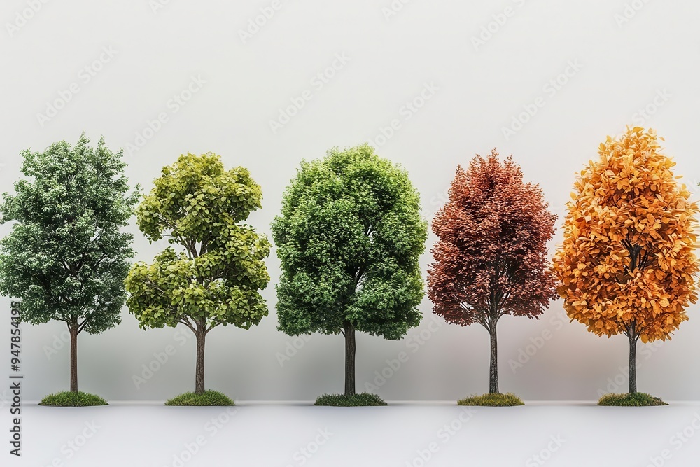 hyperrealistic renders of diverse tree species detailed bark textures ...