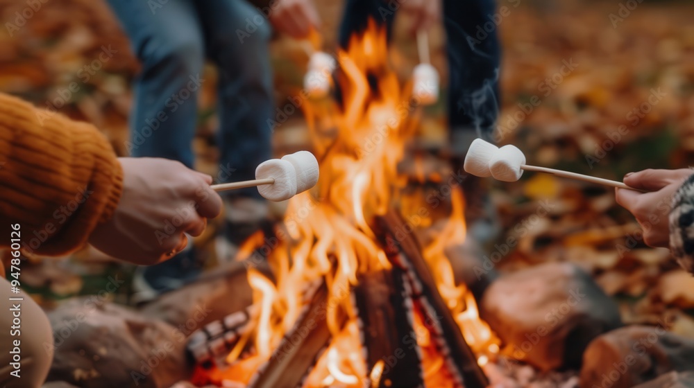 Campfire Gatherings, a warm evening with friends sharing laughter and ...
