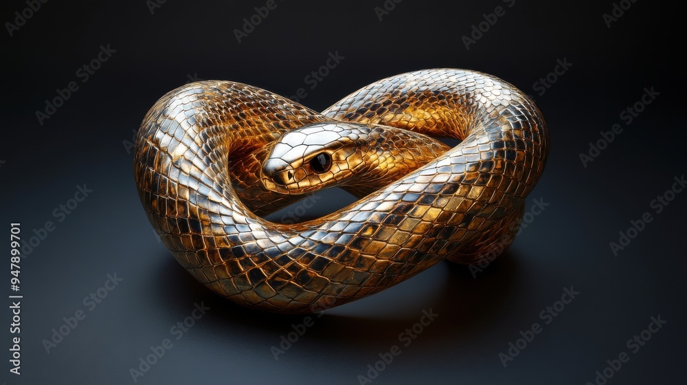 cycle3d animation of 3d infinity symbol with golden scales texture ...