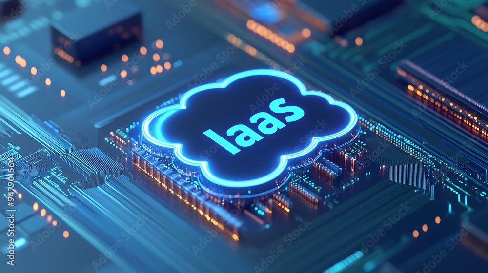 Concept of Infrastructure as a Service (IaaS) with a highlighted cloud ...