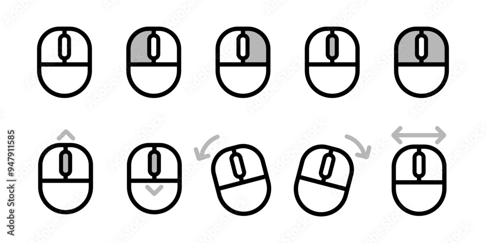 mouse input set collection from left right click scroll down up tap ...