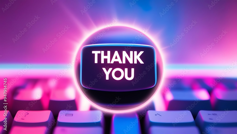 Computer keyboard with thank you button. motivation message thank you ...