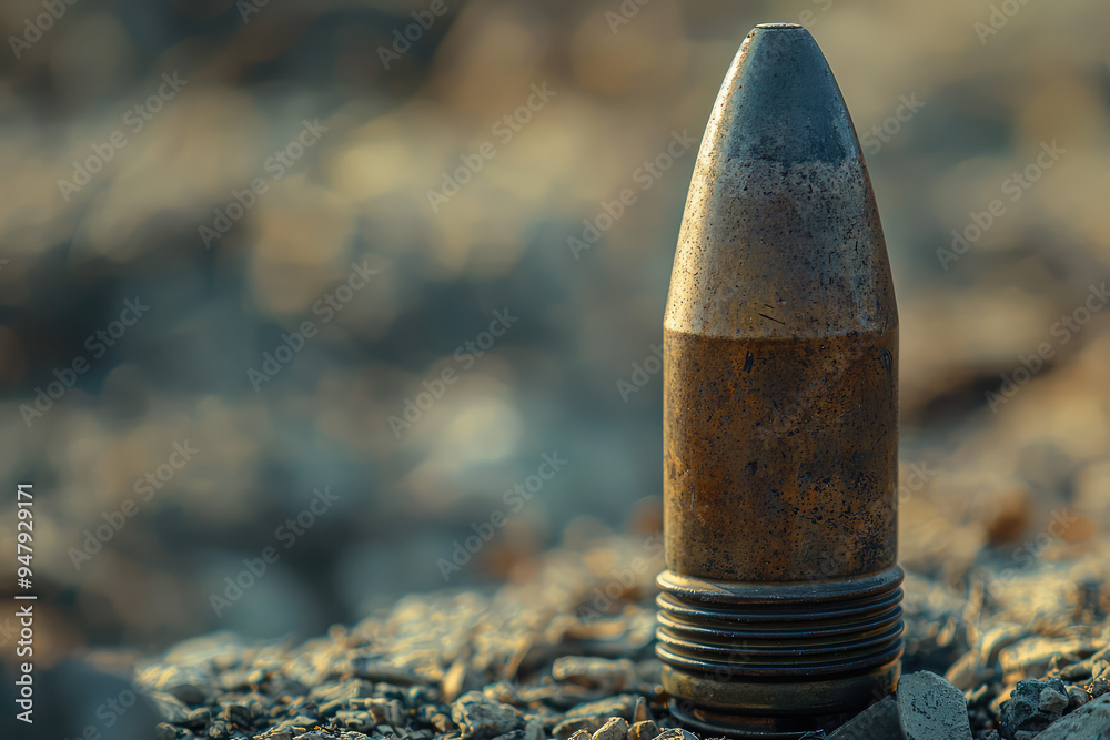 Foto de Intricate Detail of an Artillery Shell Captured in a Delicate ...