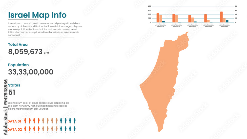 Israel political map of administrative divisions states, Colorful ...