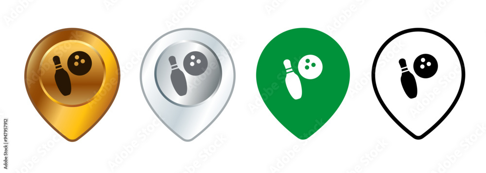 Bowling location map position pointer coordinate place symbol pin ...