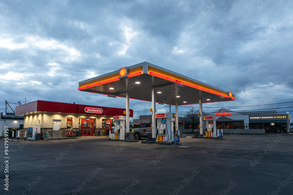 Beaverton, Oregon, USA-March 29, 2022- American famous Shell gas ...