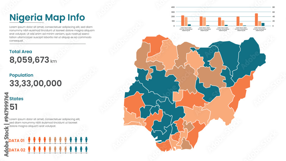 Nigeria political map of administrative divisions states, Colorful ...