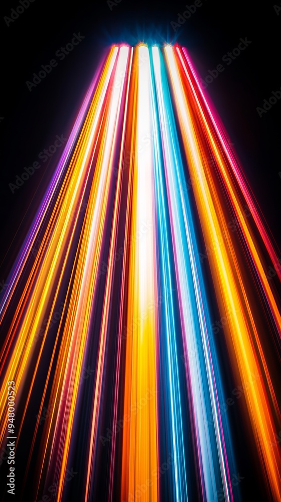 A color light effect that comes out from the top down, a line light, a ...