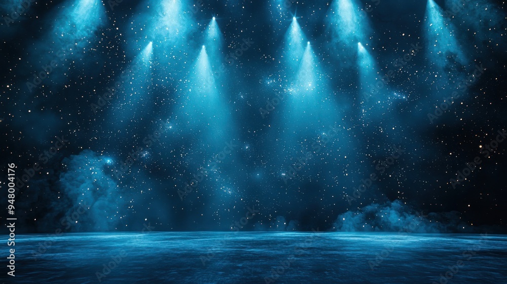 Celestial Light Show: Serene Night Sky with Stage Lights Mimicking ...
