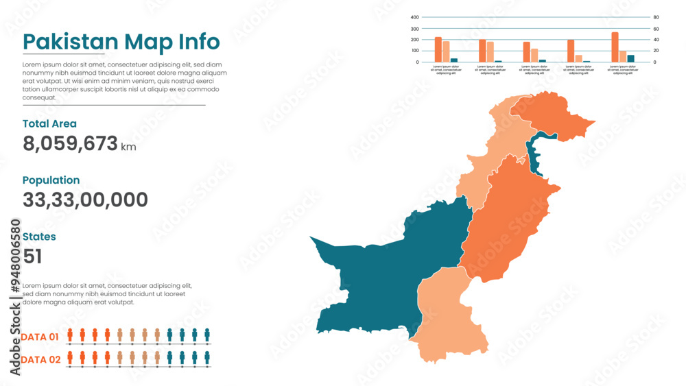 Pakistan political map of administrative divisions states, Colorful ...