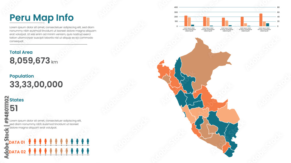 Peru political map of administrative divisions states, Colorful states ...