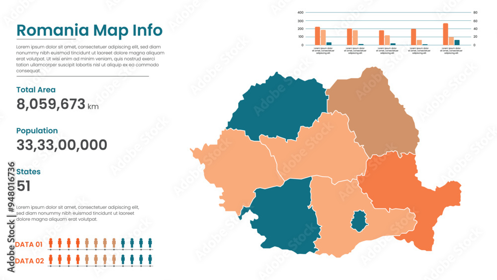 Romania political map of administrative divisions states, Colorful ...