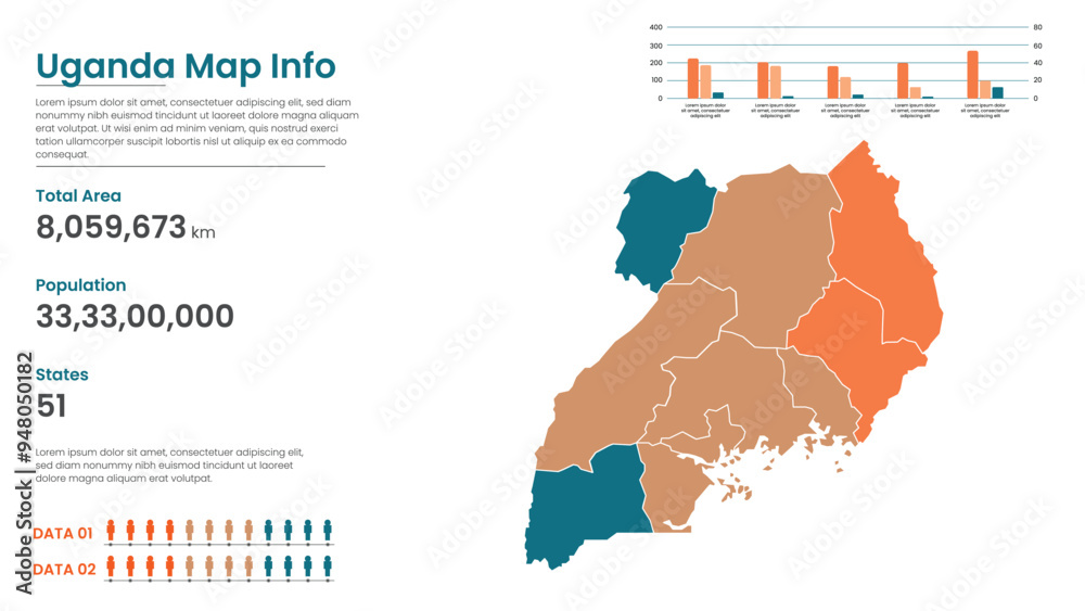 Vecteur Stock Uganda political map of administrative divisions states ...