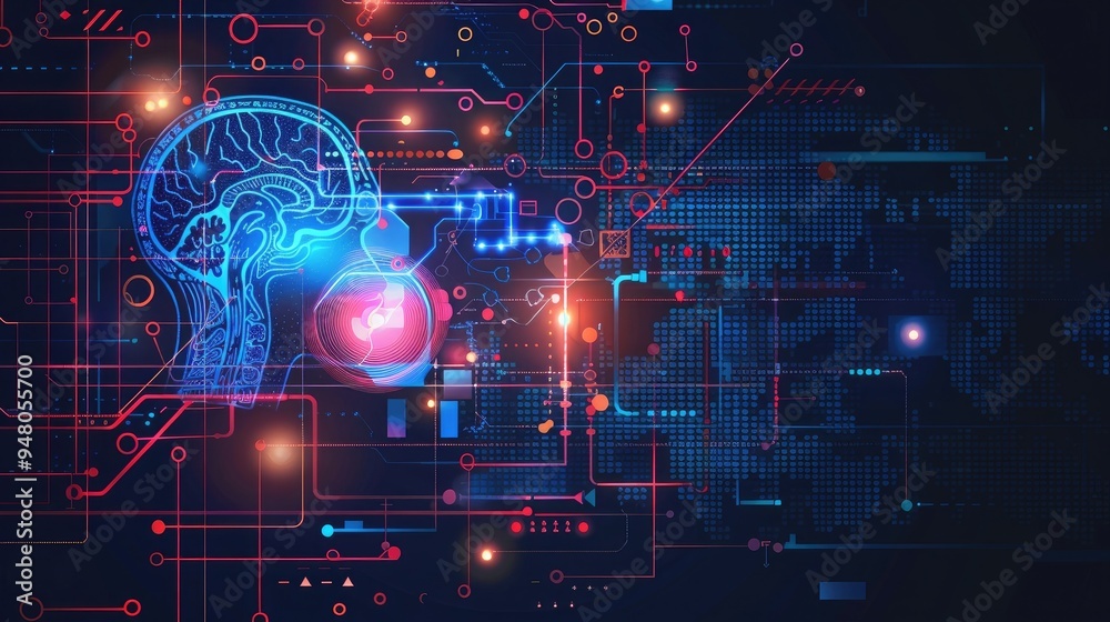 Machine learning technology diagram with artificial intelligence (AI ...